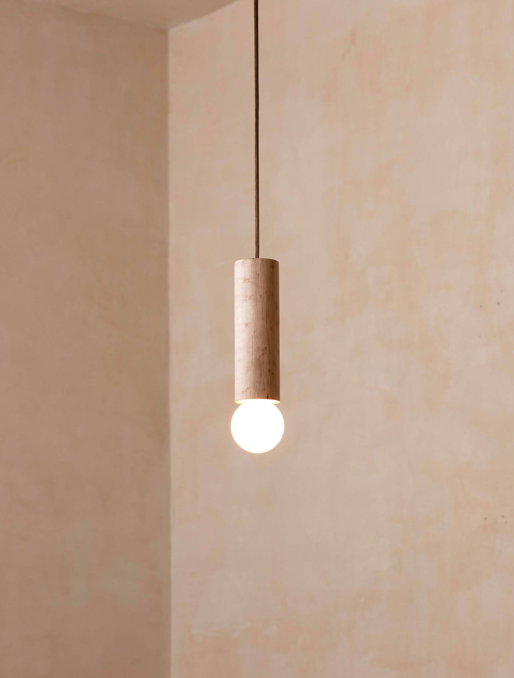 Wood Cylinder Pendant 08"